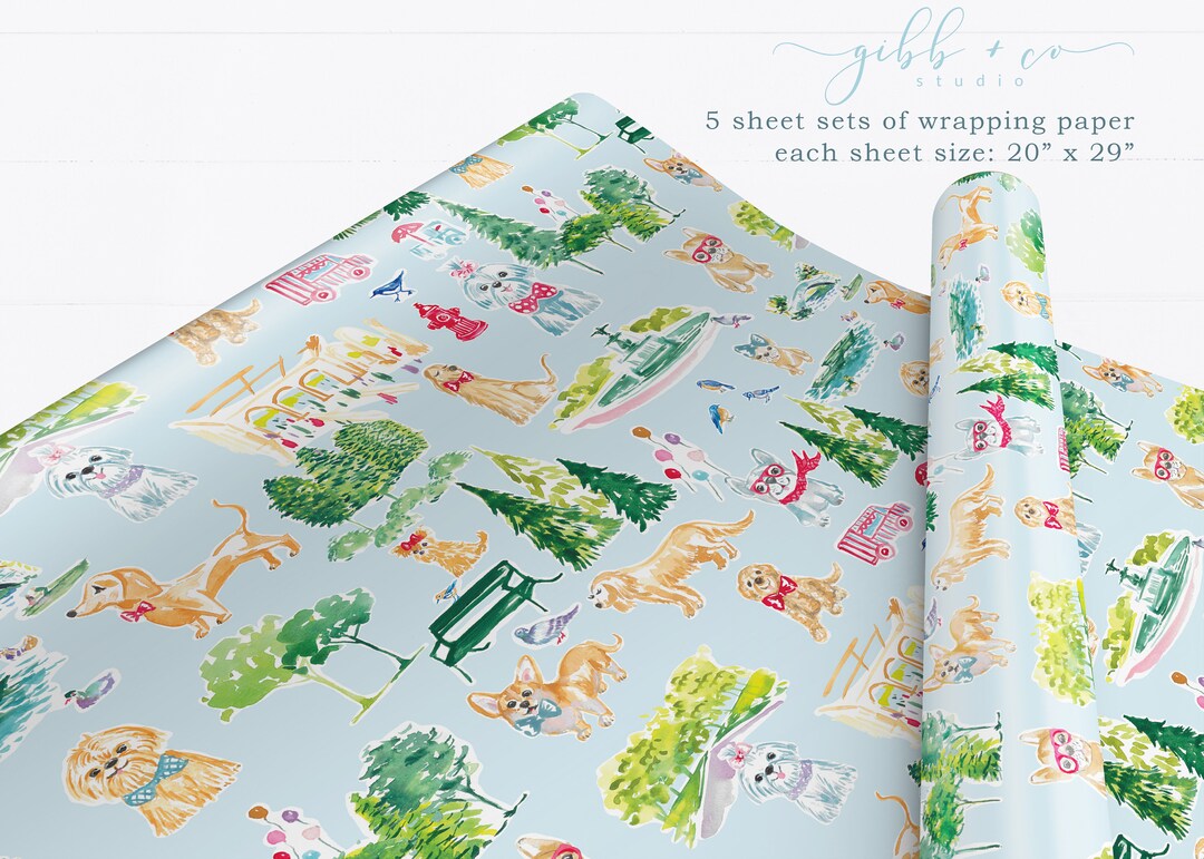 Dogs of Central Park, Wrapping Paper, New York Collage, Central Park ...
