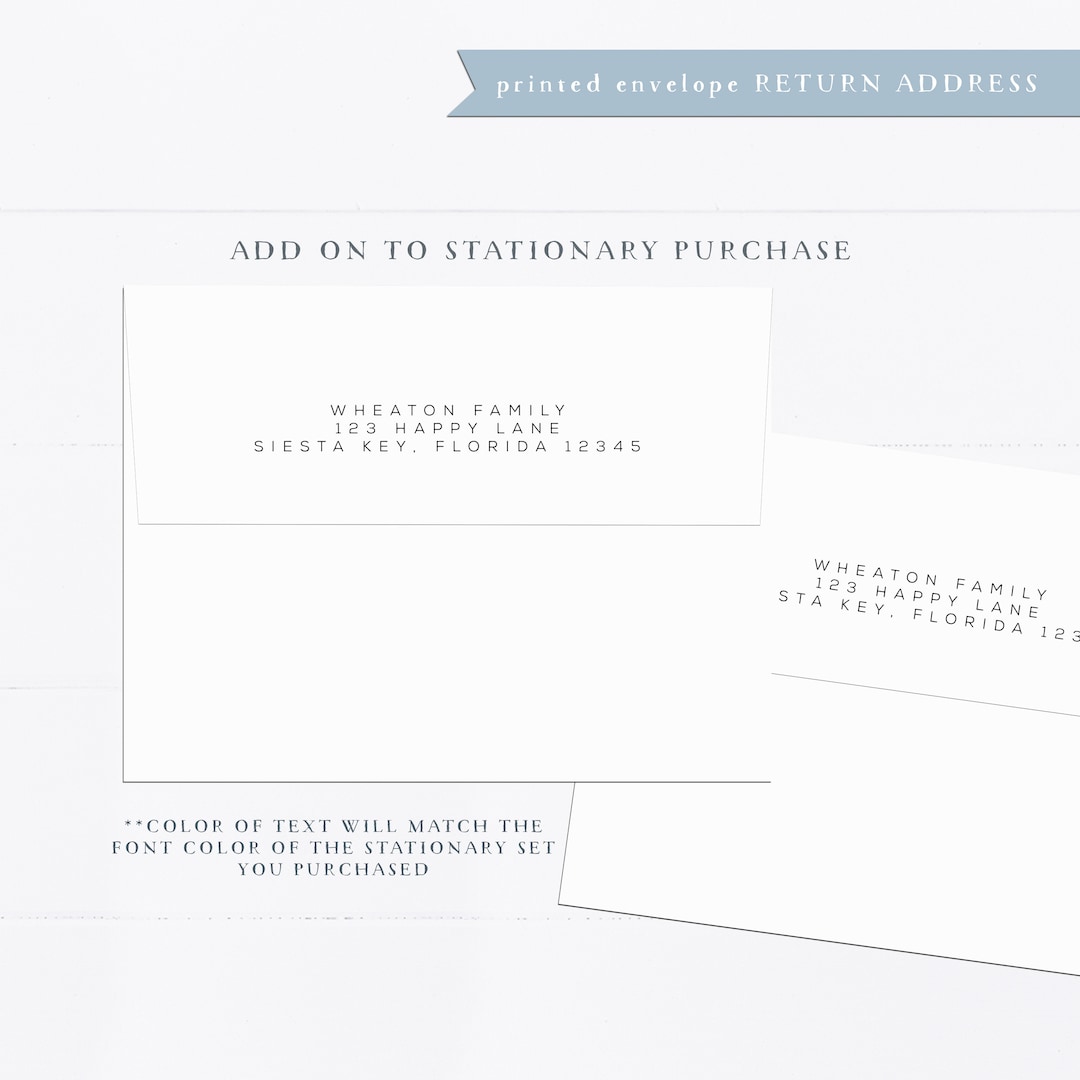 Add on | Printed Envelope | Flap | Return Address | Personalized ...