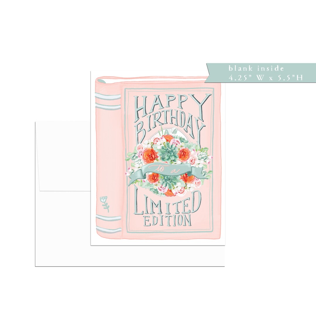 Happy Birthday Card, Book Cover, Book Lover, Single or Set, Folded ...