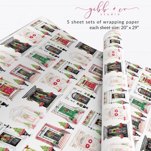 Christmas Door Wrapping Paper, Classic, Decorative Christmas Doors ...