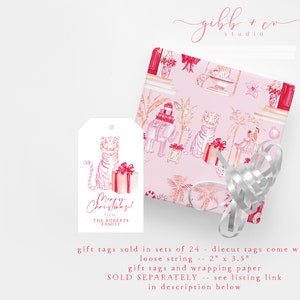 Christmas Gift Tag, Gift Tags, Personalized Gift Tags, Pink Chinoiserie ...