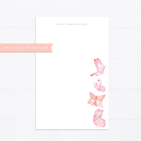 Personalized Notepad Butterflies Butterfly Butterfly Lover - Etsy