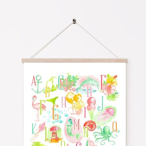 Alphabet Art, Beach, Coastal, Water, Watercolor, Illustrated Alphabet ...