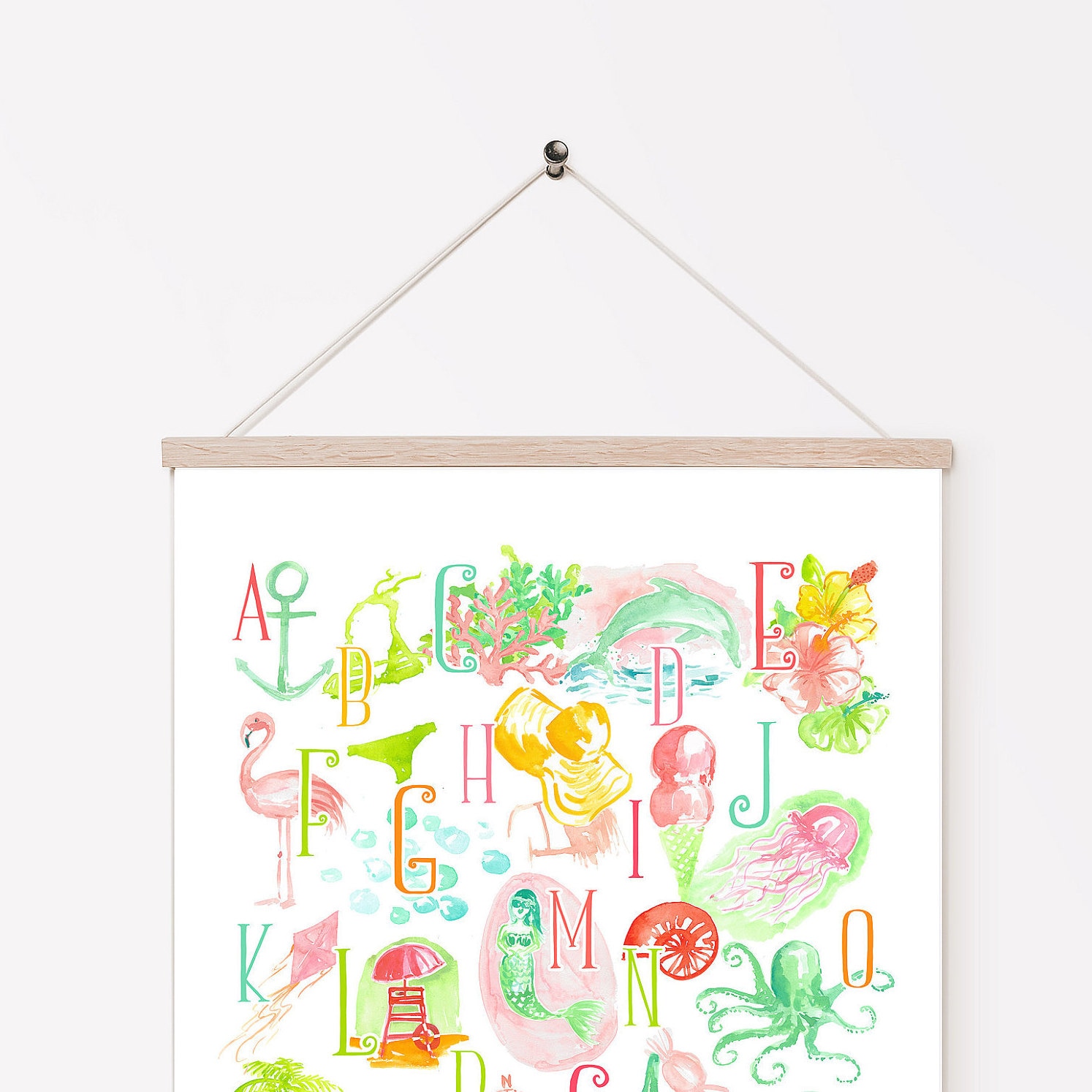Alphabet Art, Beach, Coastal, Water, Watercolor, Illustrated Alphabet ...