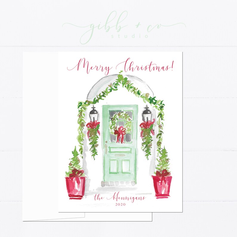 Christmas Card Personalized Christmas Card Door Decor Mint - Etsy