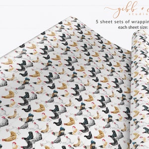 Chicken Wrapping Paper, French Chickens, Chicken Patterned Paper, Farm ...