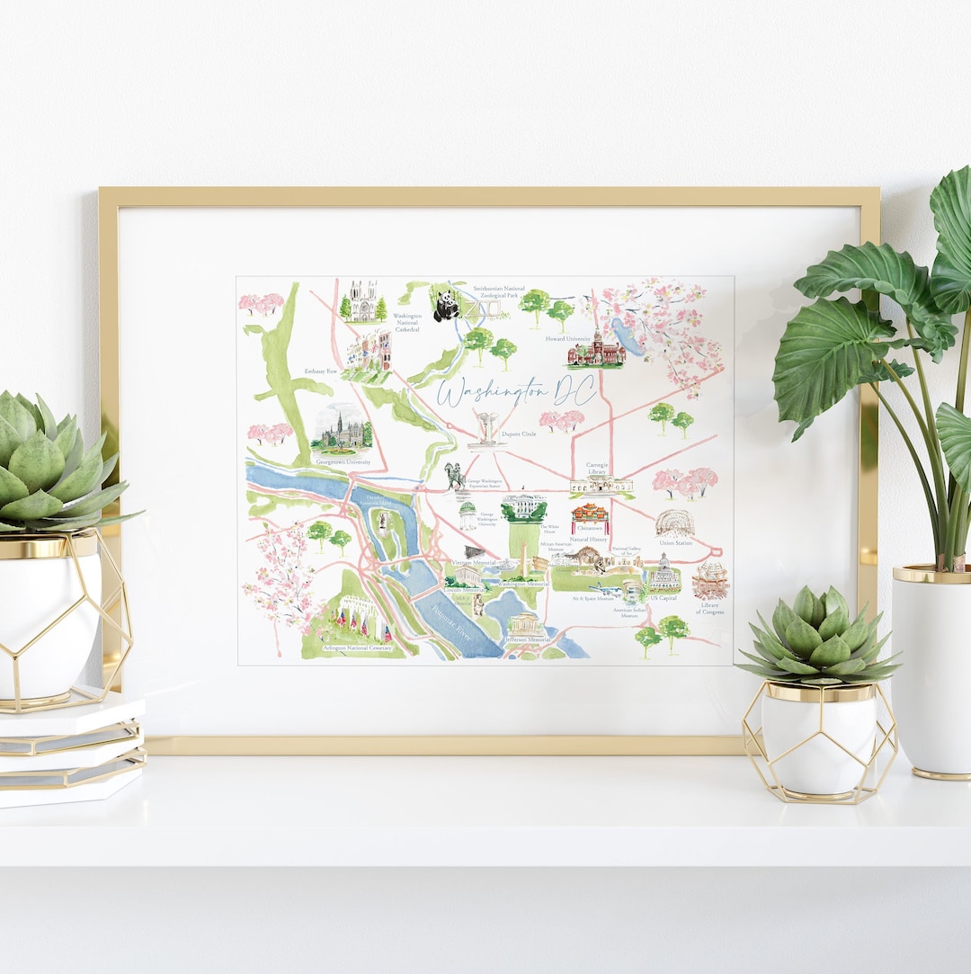 Washington DC, Illustrated Map, City Map, Washington Illustrated Map ...