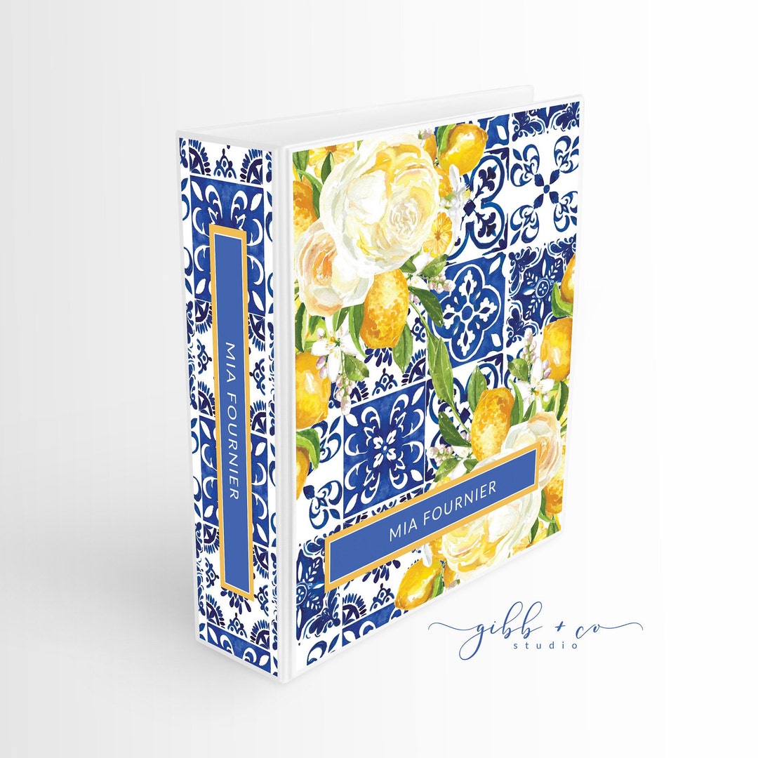 Custom Lemon Binder, Floral Pattern, Personalized Binder, Recipes ...
