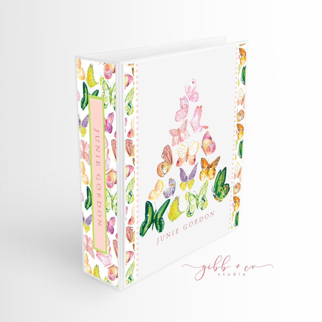 Binder, Butterfly Pattern, Personalized Binder, School, Monogram ...