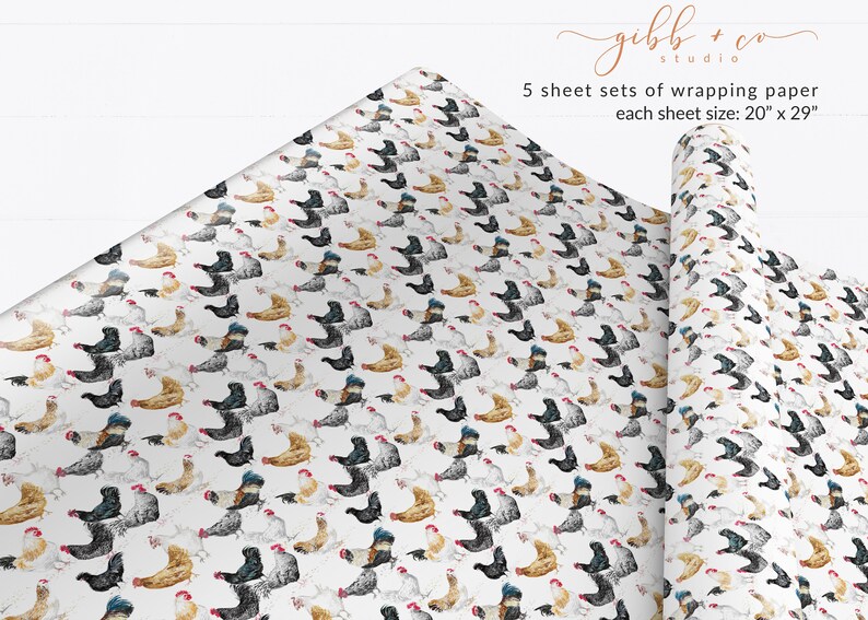 Chicken Wrapping Paper French Chickens Chicken Patterned - Etsy