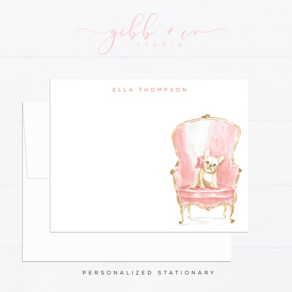 Frenchie puppy French bulldog pink chair personalized | Etsy