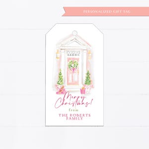 Pink Christmas Charleston Door Wrapping Paper, Pink, Green, Decorative ...