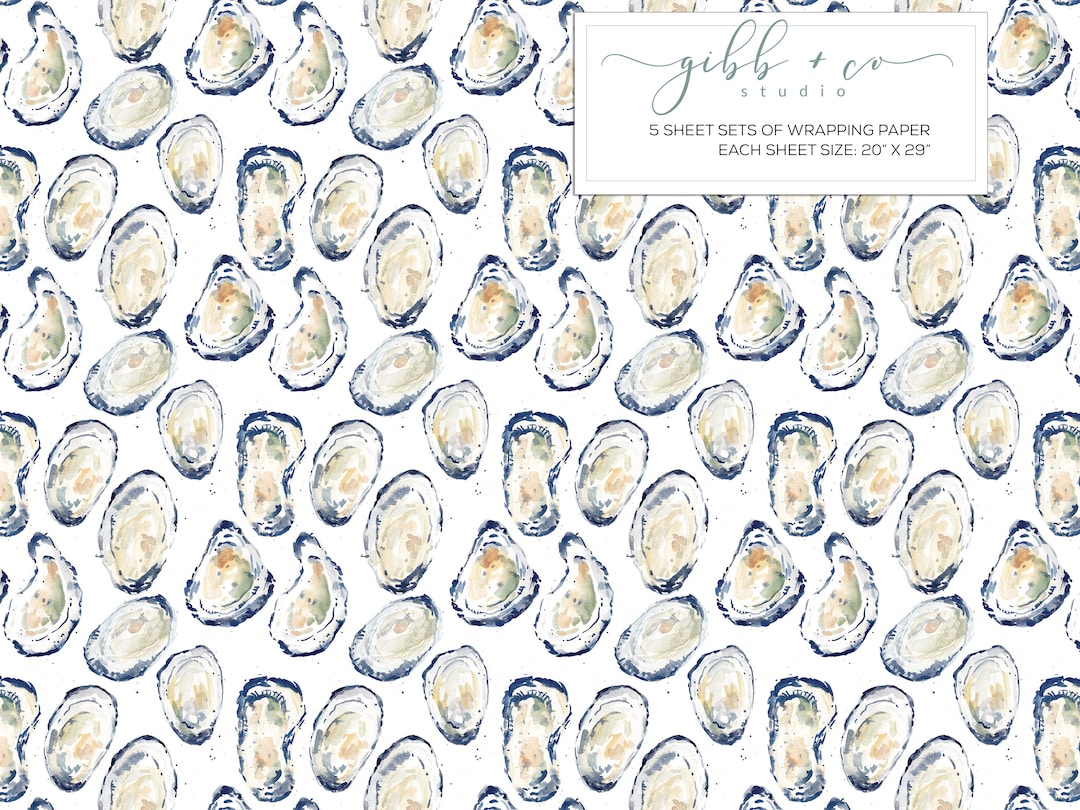Oyster Wrapping Paper, Wedding, Shower, Coastal, Birthday, Wrapping ...