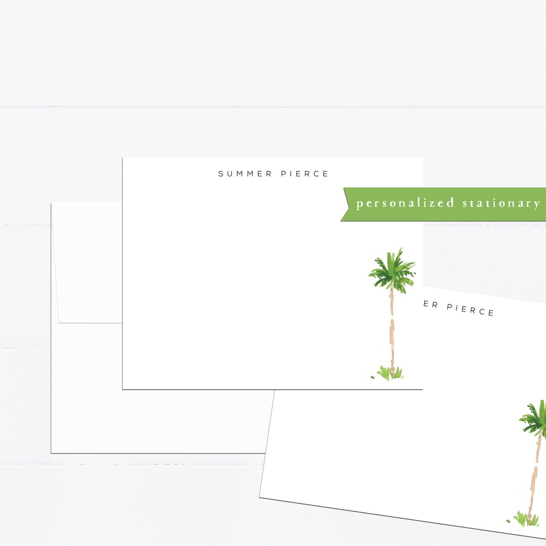 Personalized Stationery, Palm Tree, Tropical Palm, Minimal, Minimal ...