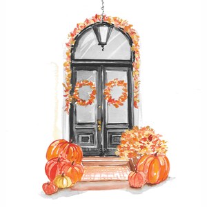 Art Print, Fall, Door, Pumpkins, Fall Decor, Fall Door, Housewarming ...