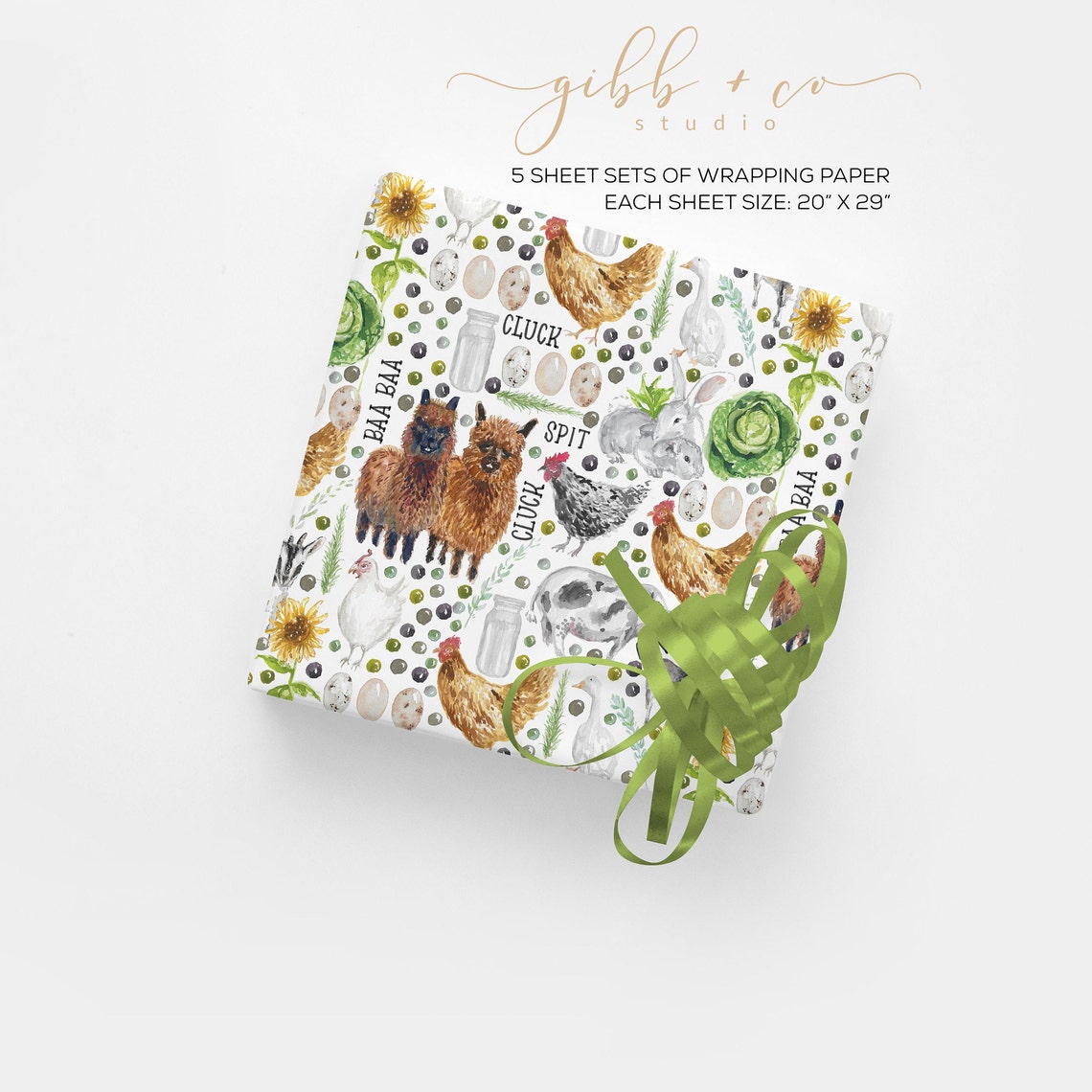 Vintage Farm Wrapping Paper Chicken Alpacas Pig Eggs - Etsy