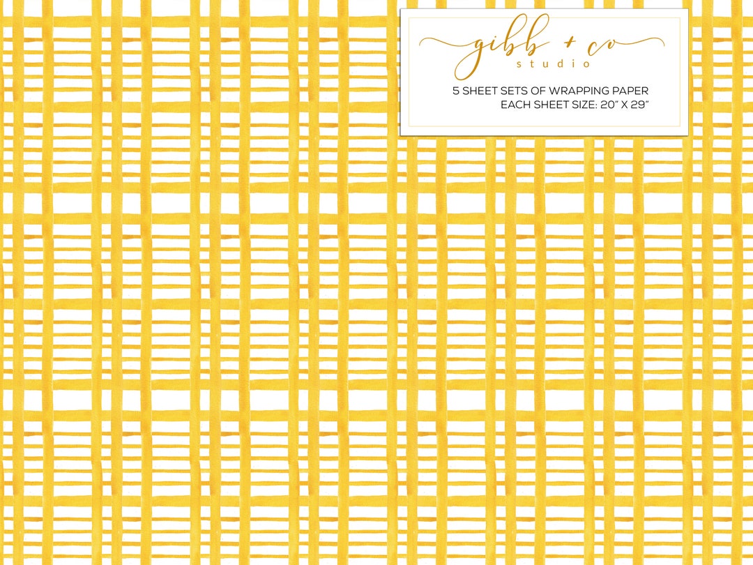 Yellow Plaid Wrapping Paper, Wedding, Shower, Positano, Birthday ...