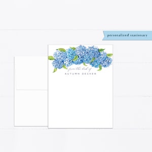 Hydrangeas Notecards, Stacked Books, Personalized Notecards, Stationery ...