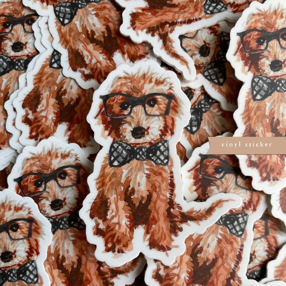 Dog Sticker Doodle Sticker Red Doodle Sticker Bowtie Dog - Etsy