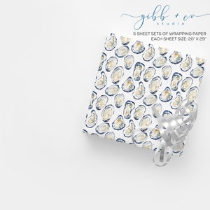 Oyster Wrapping Paper, Wedding, Shower, Coastal, Birthday, Wrapping ...