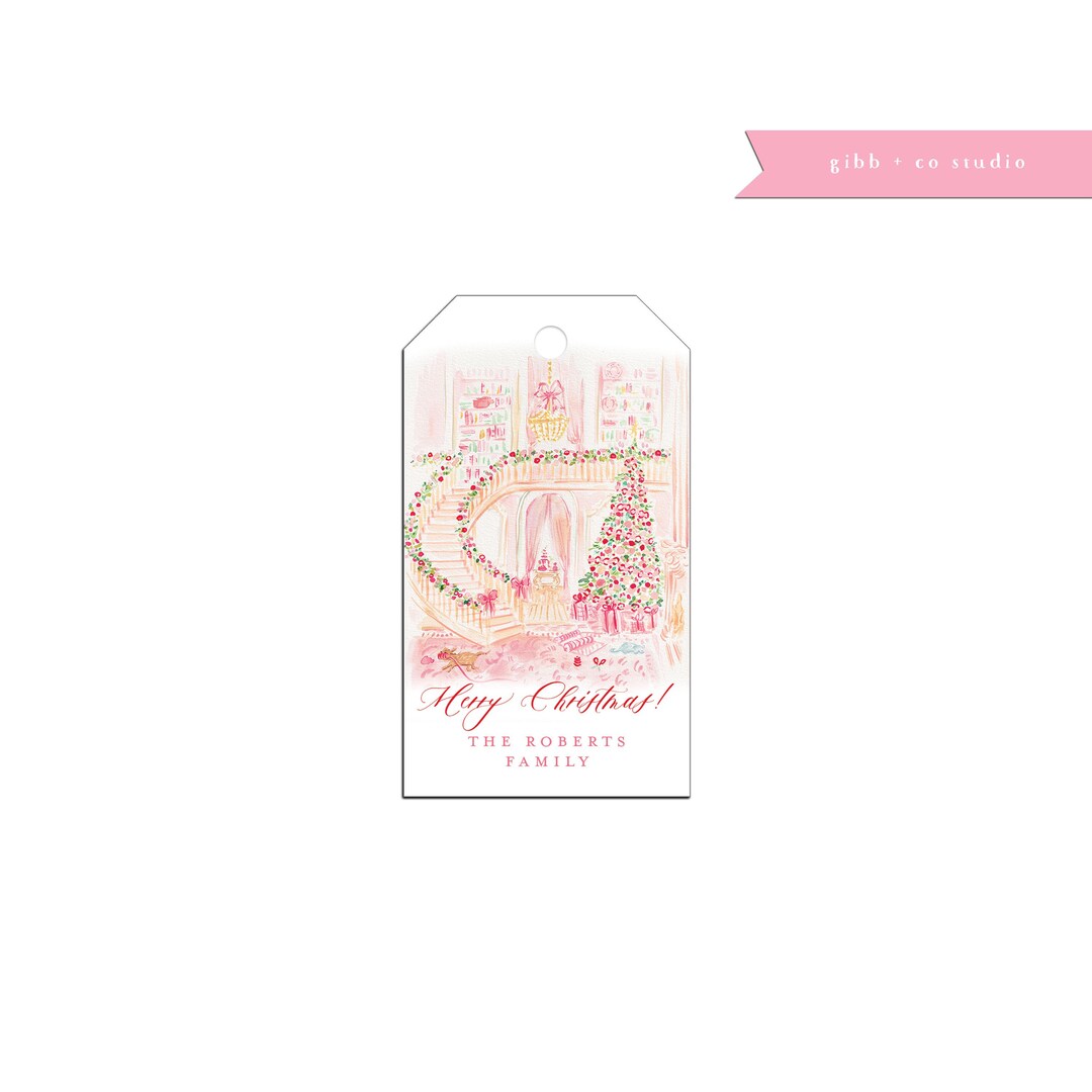 Pink Christmas Personalized Christmas Gift Tag, Personalized Gift Tags ...