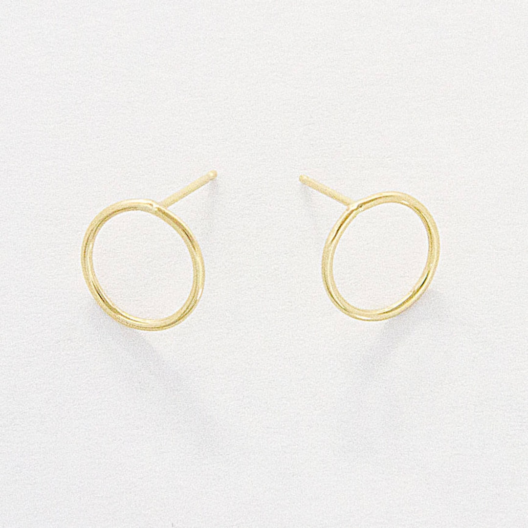 Handmade Circle Earrings, 14k Gold Open Circle Stud Earrings ...