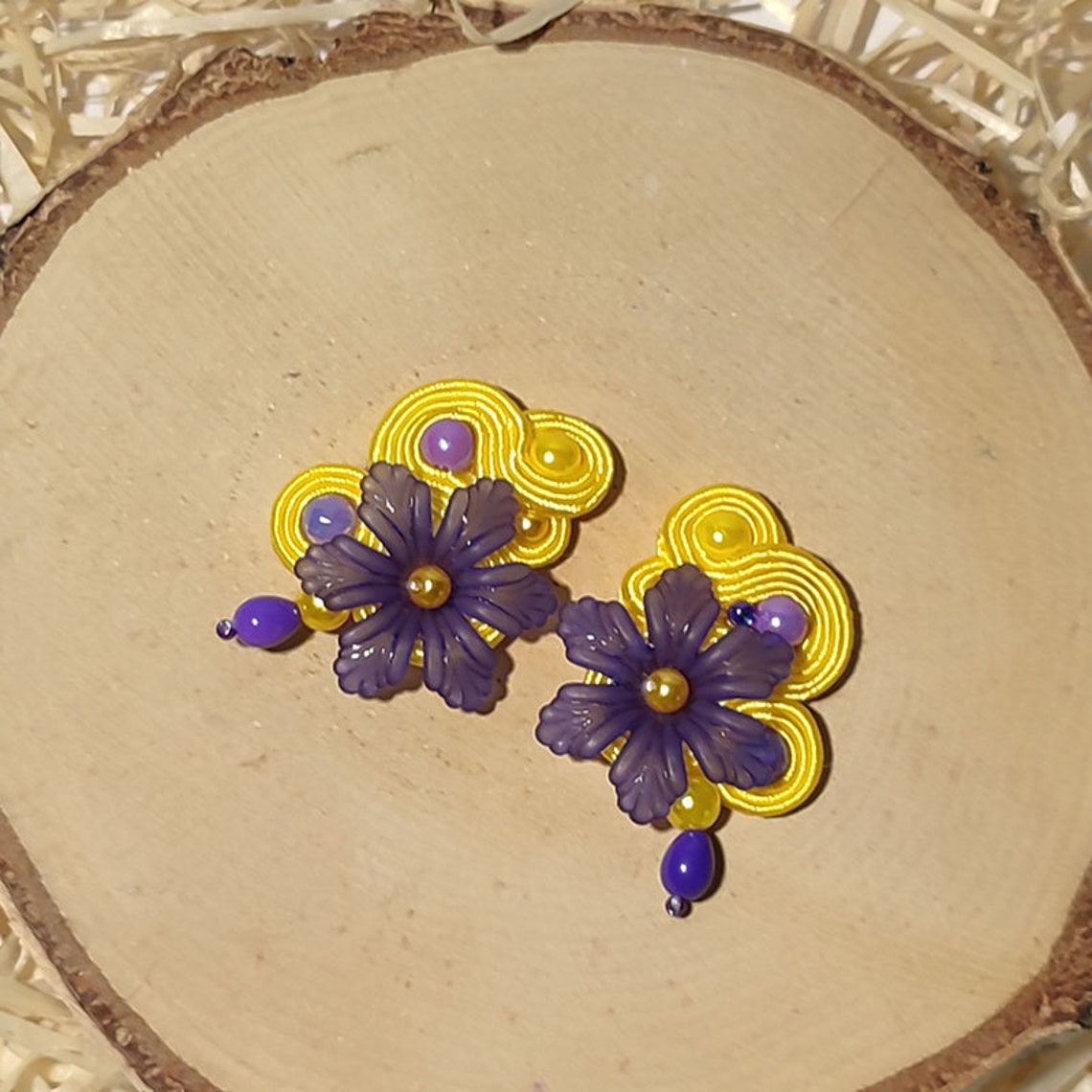 Caprice Handmade Soutache Set Yellow Soutache Earrings and - Etsy