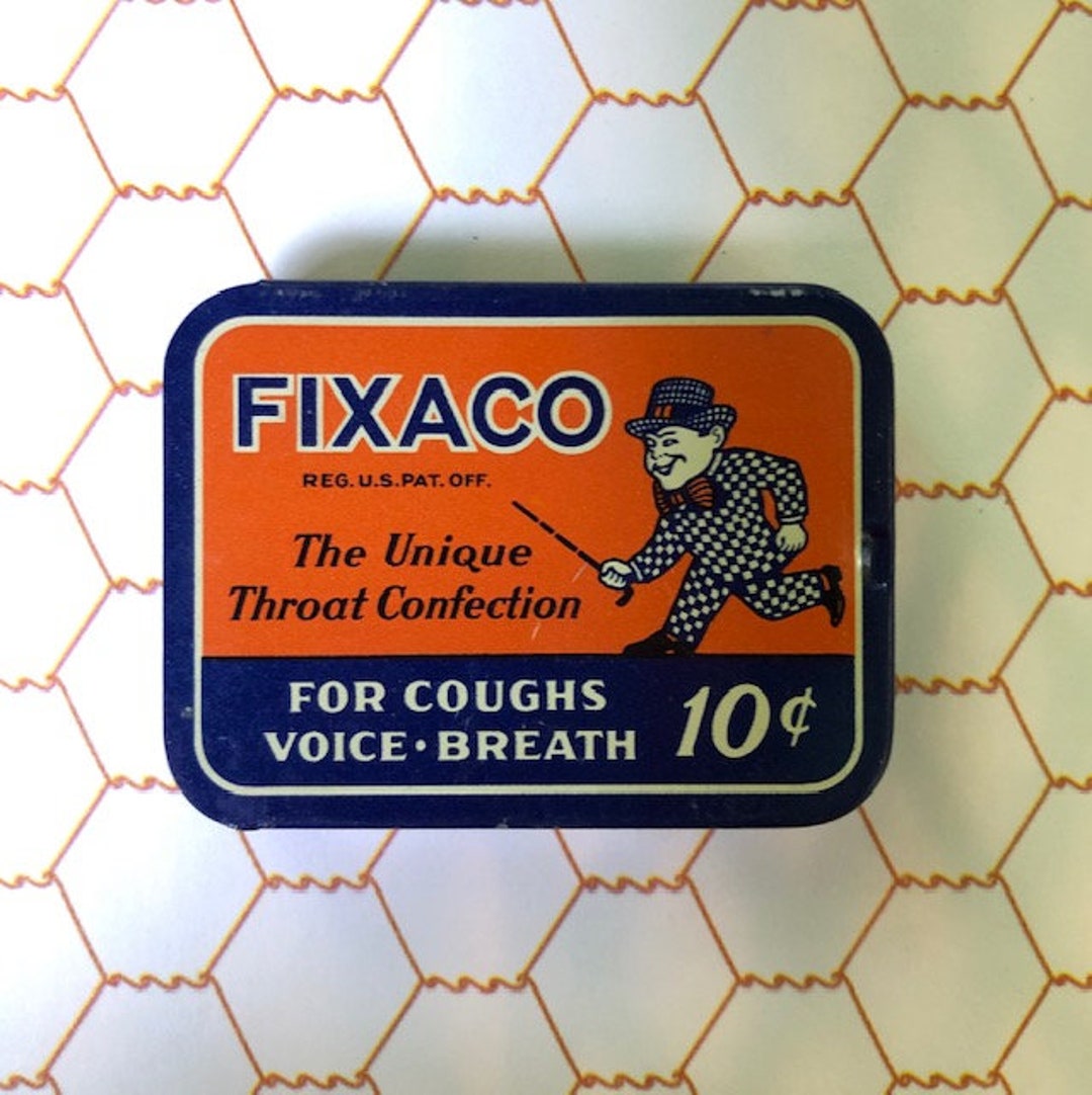 Vintage Apothecary Tin Fixaco Throat Confection Tin - Etsy Vintage Apothecary Tin Fixaco Throat Confection Tin - Etsy