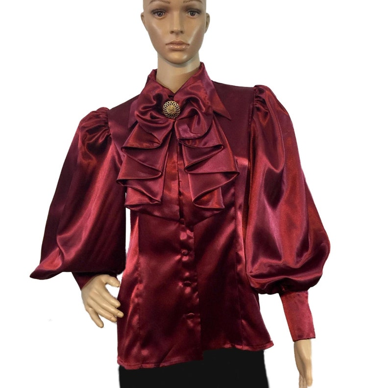 Semi-fitting Silk Puff Top With Detachable Ruffles - Etsy