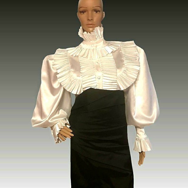 White Ruffle Blouse - Etsy