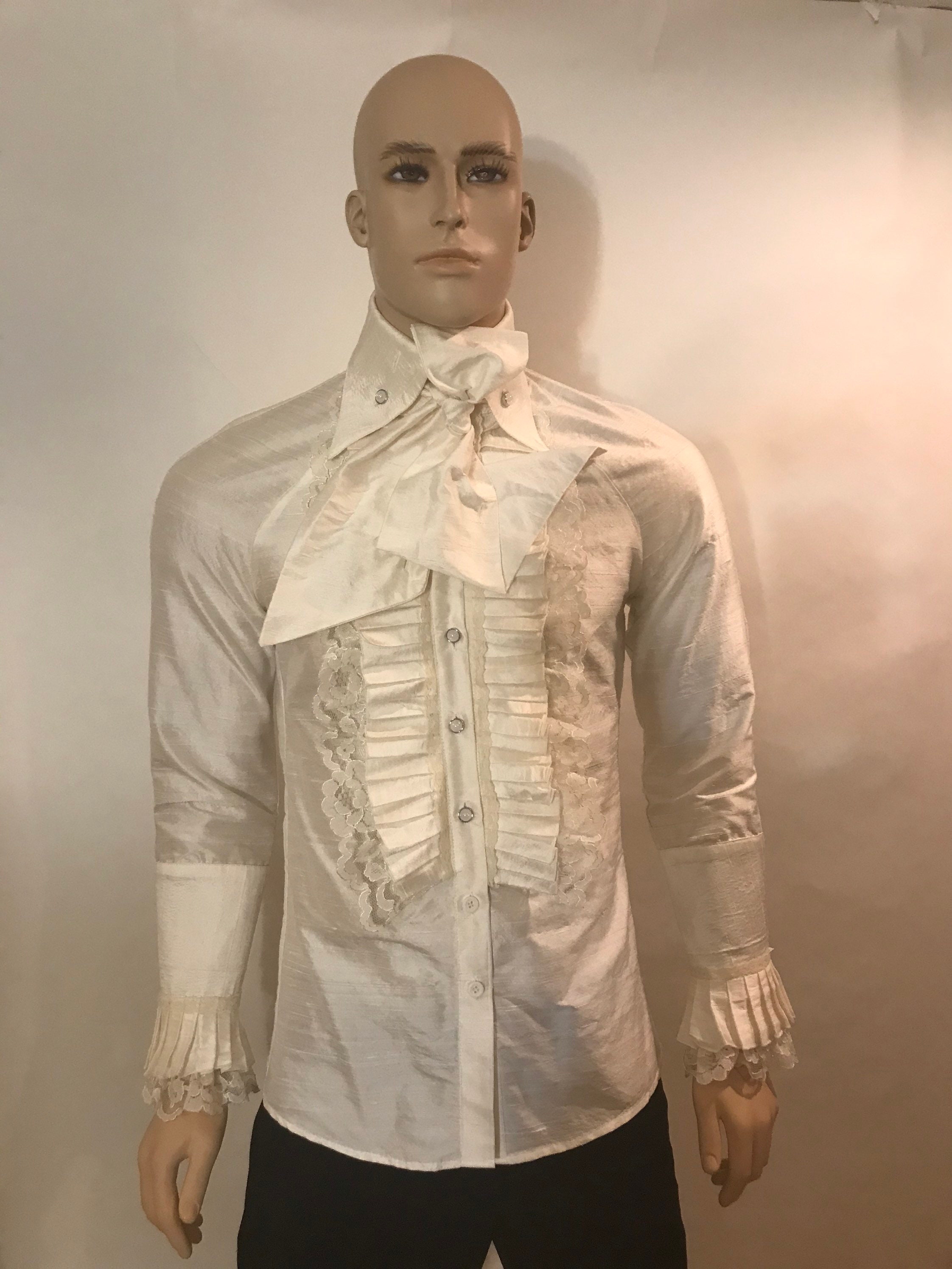 Ivory Mens Silk & Lace Ruffles Shirt in Sizes S M L XL 2XL - Etsy Ireland