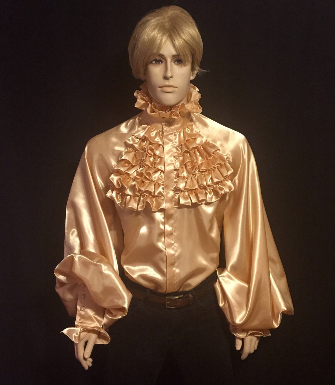 Raglan Sleeve Satin Ruffles Shirt in Men's Sizes S M L XL 2XL 3XL - Etsy