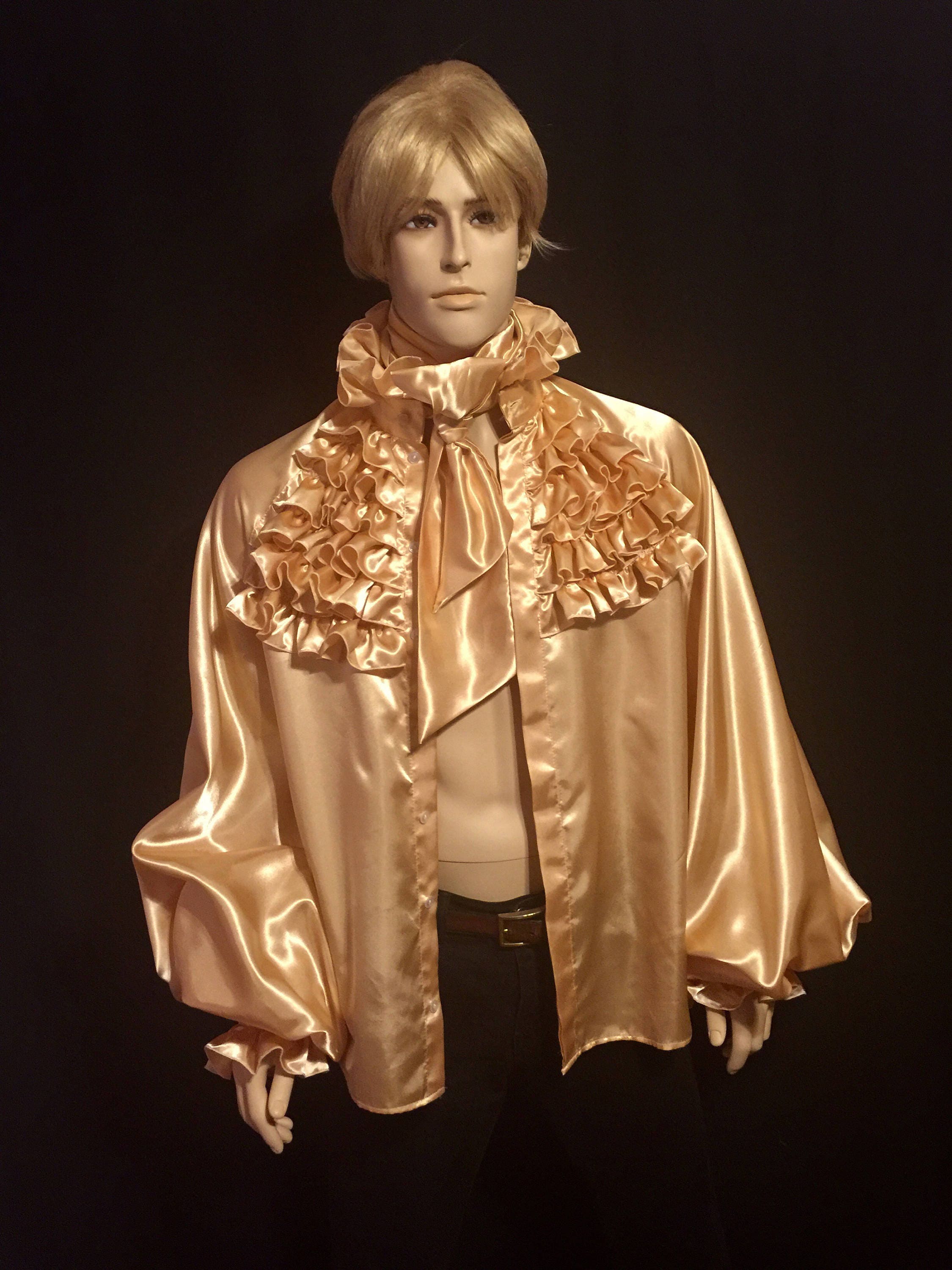 Raglan Sleeve Satin Ruffles Shirt in Men's Sizes S M L XL 2XL 3XL - Etsy