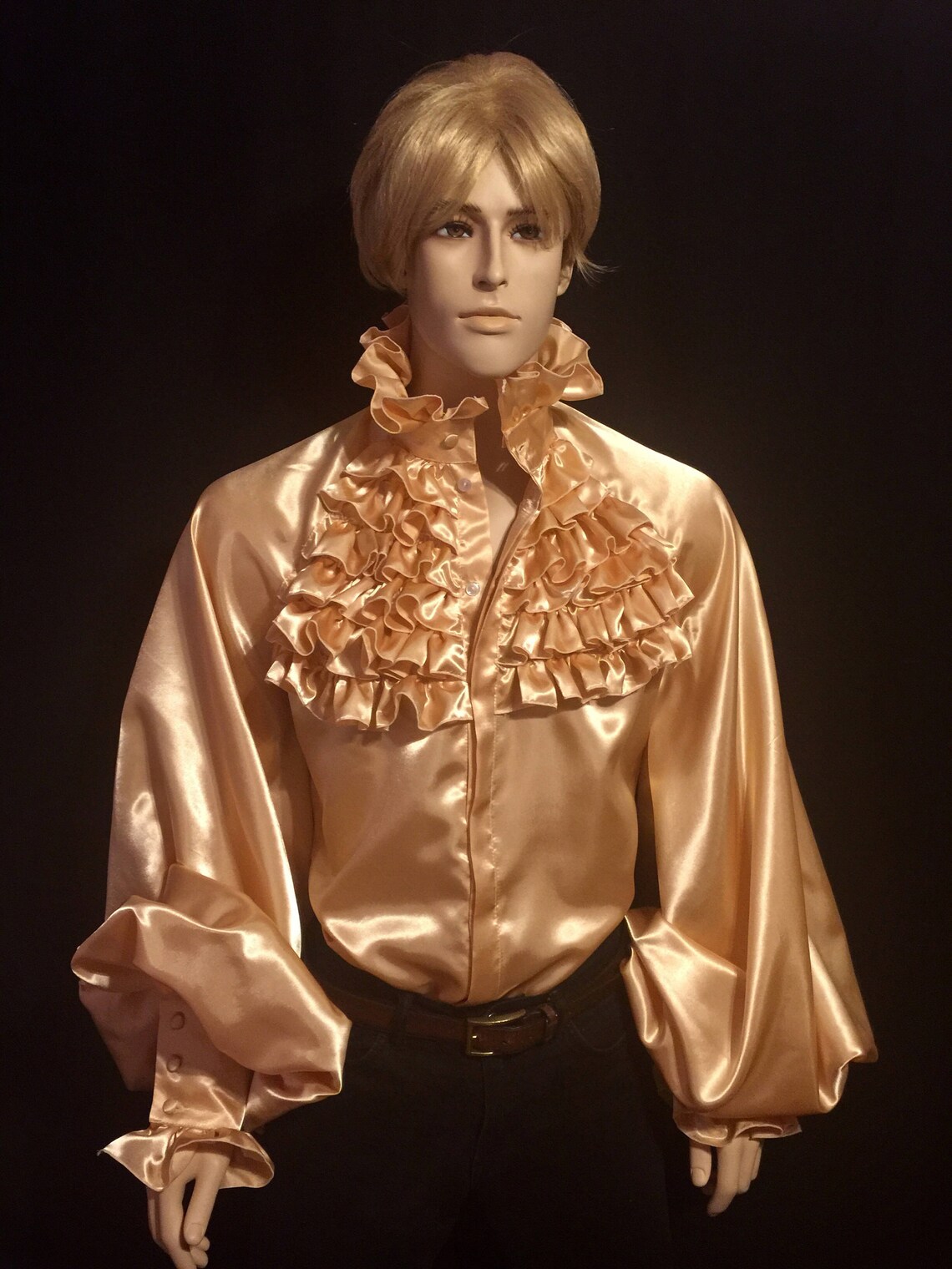 Raglan Sleeve Satin Ruffles Shirt in Men's Sizes S M L XL 2XL 3XL - Etsy