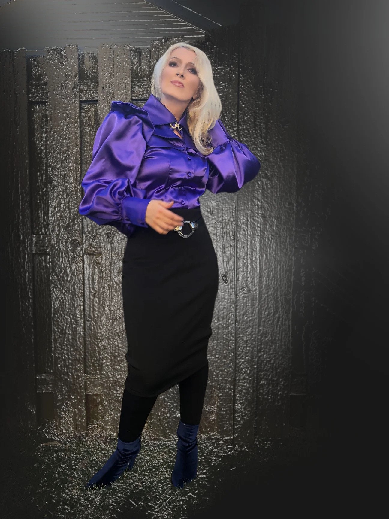 Ruffles Satin Semi-fitted Lapel Blouse - Etsy