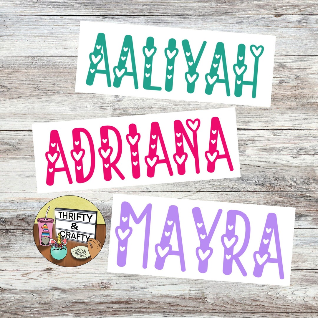Custom Heart Name Decal | Heart Name Sticker | Personalized Heart Name ...