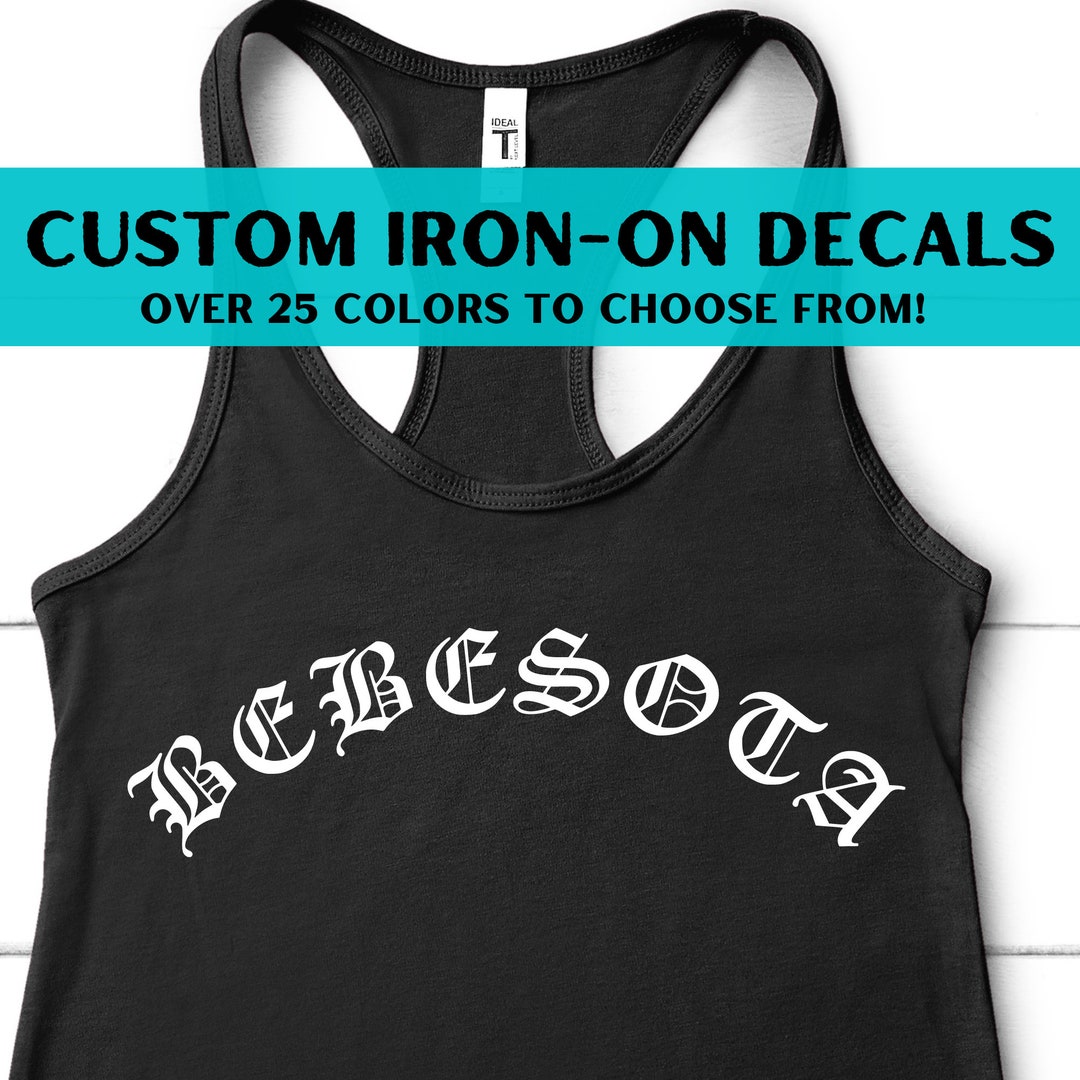 Old English Iron-on Curve Decal | Glitter Name Decal | Personalized ...