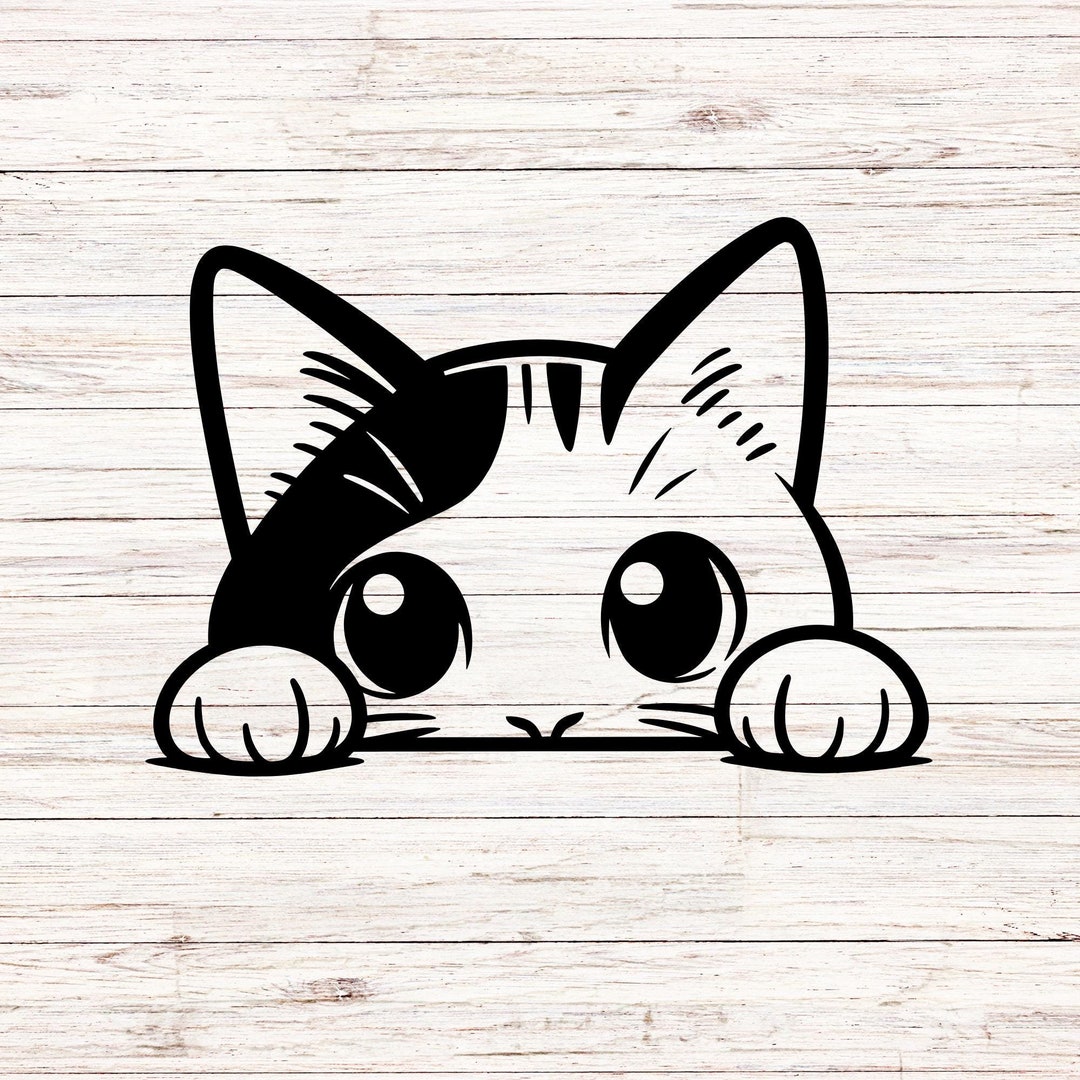 Peeking Cat Decal | Car Window Decal | Cute Car Decal | Cat Mom Decal ...