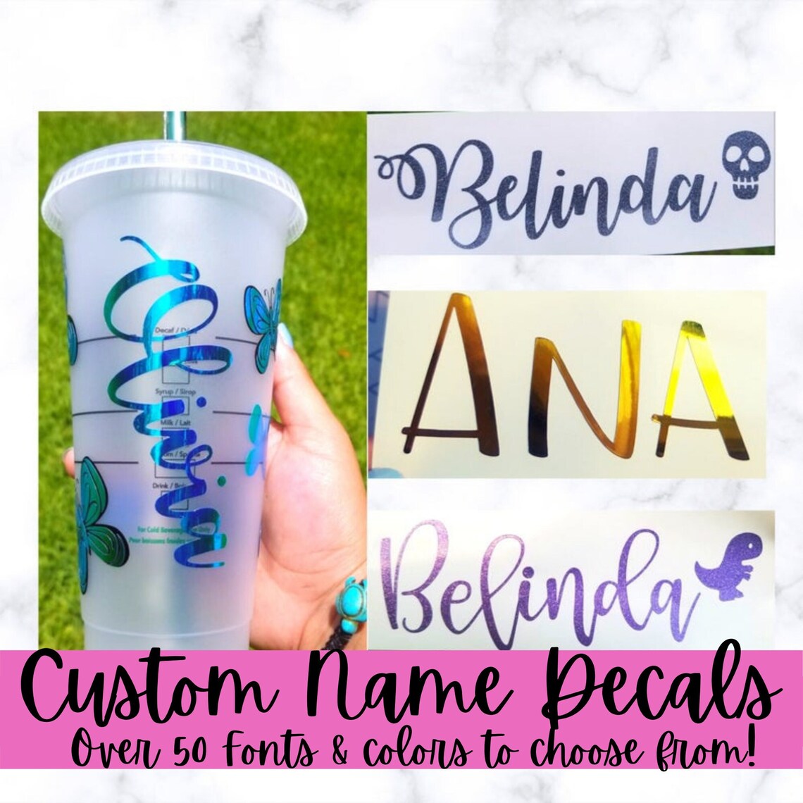 Holographic Custom Name Decal Name Sticker Personalized - Etsy