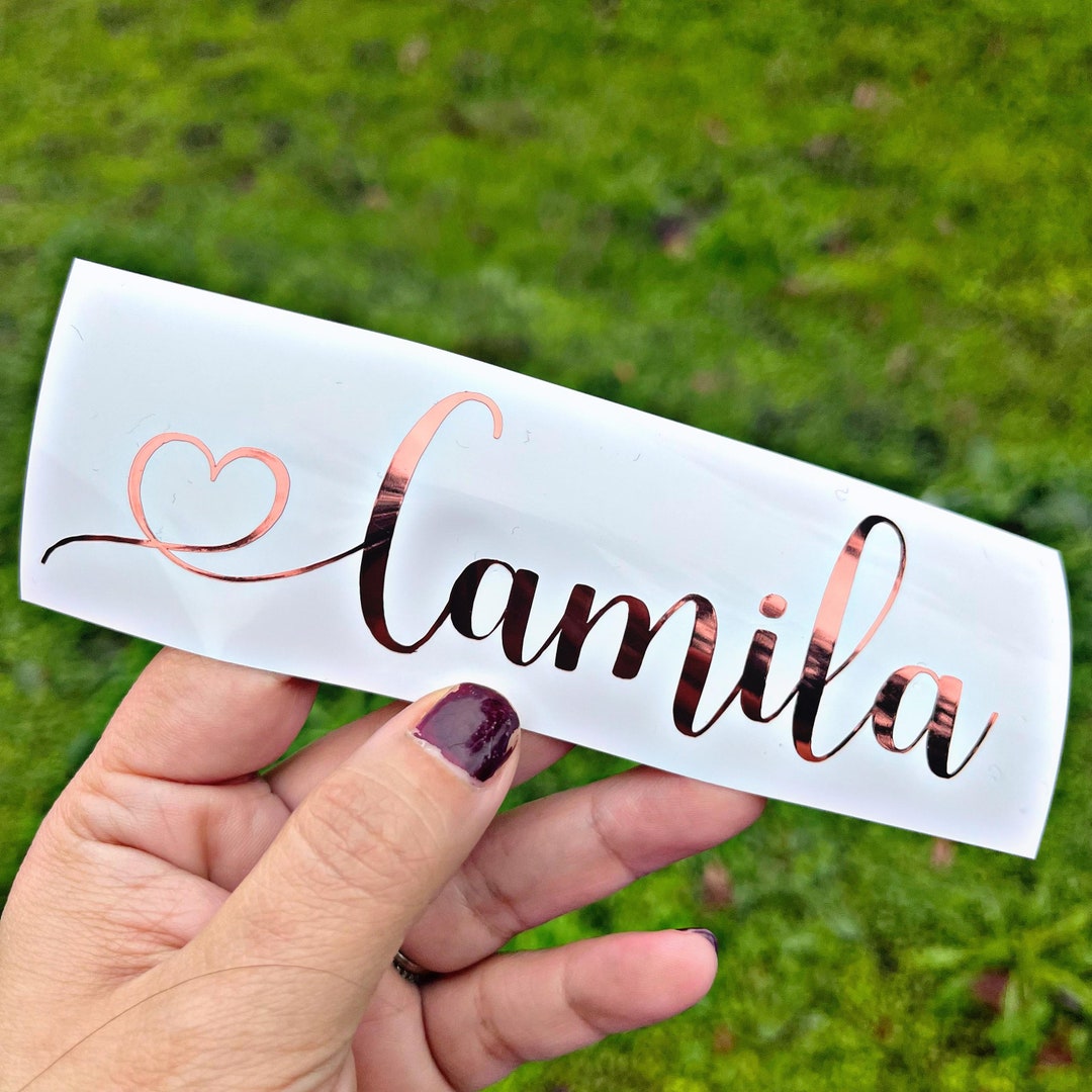 Glitter or Holographic Valentines Day Decal | Heart Swirl Name Sticker ...