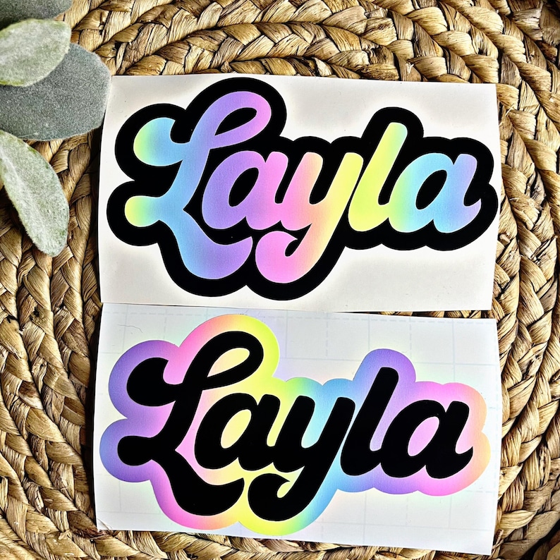 Custom Pastel Rainbow Name Decal | Name Sticker | Custom Name Decal ...