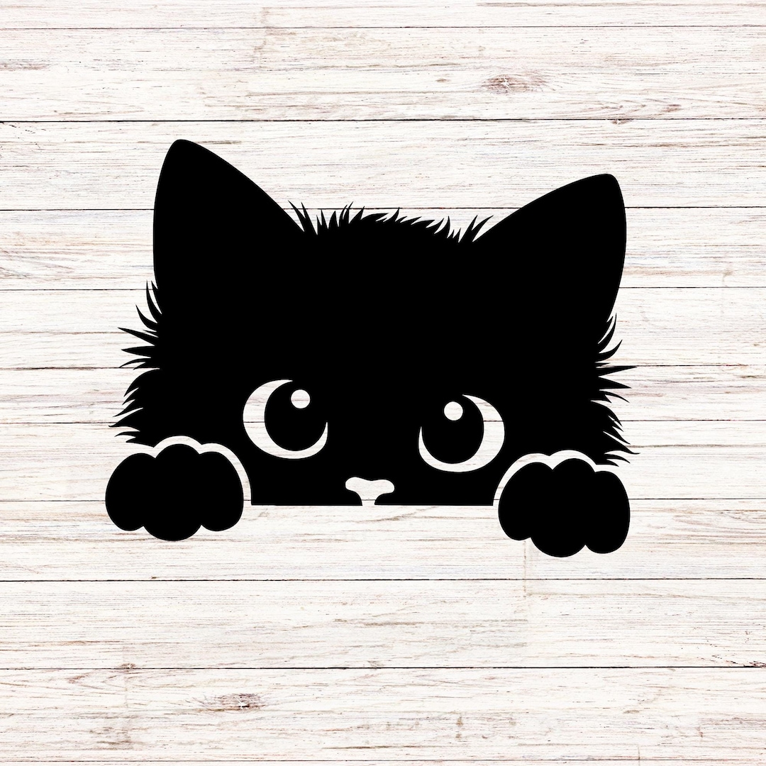 Peeking Black Cat Decal | Car Window Decal | Cute Car Decal | Cat Mom ...