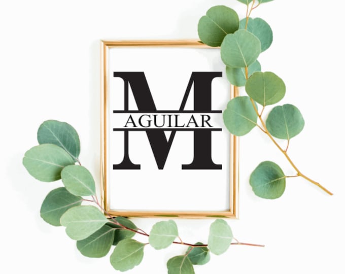 Split Monogram Decal | Initial Decal | Custom Name Decal | Split Letter ...