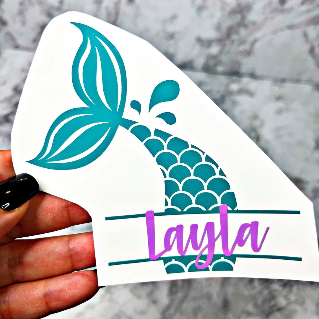 Mermaid Name Decal | Monogram Split Name Decal | Layered Custom Name ...