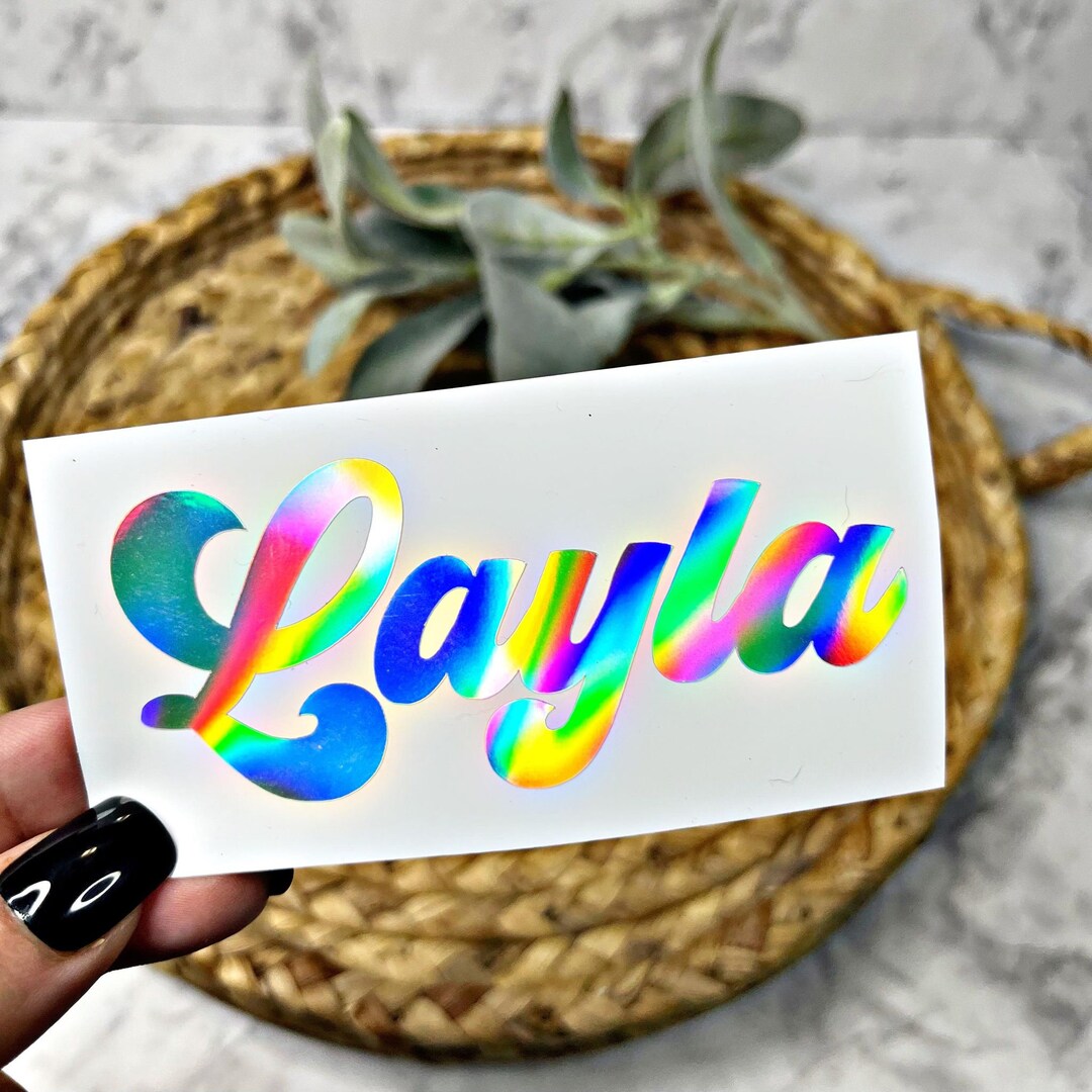 Rainbow Holographic Custom Name Decal | Name Sticker | Personalized ...