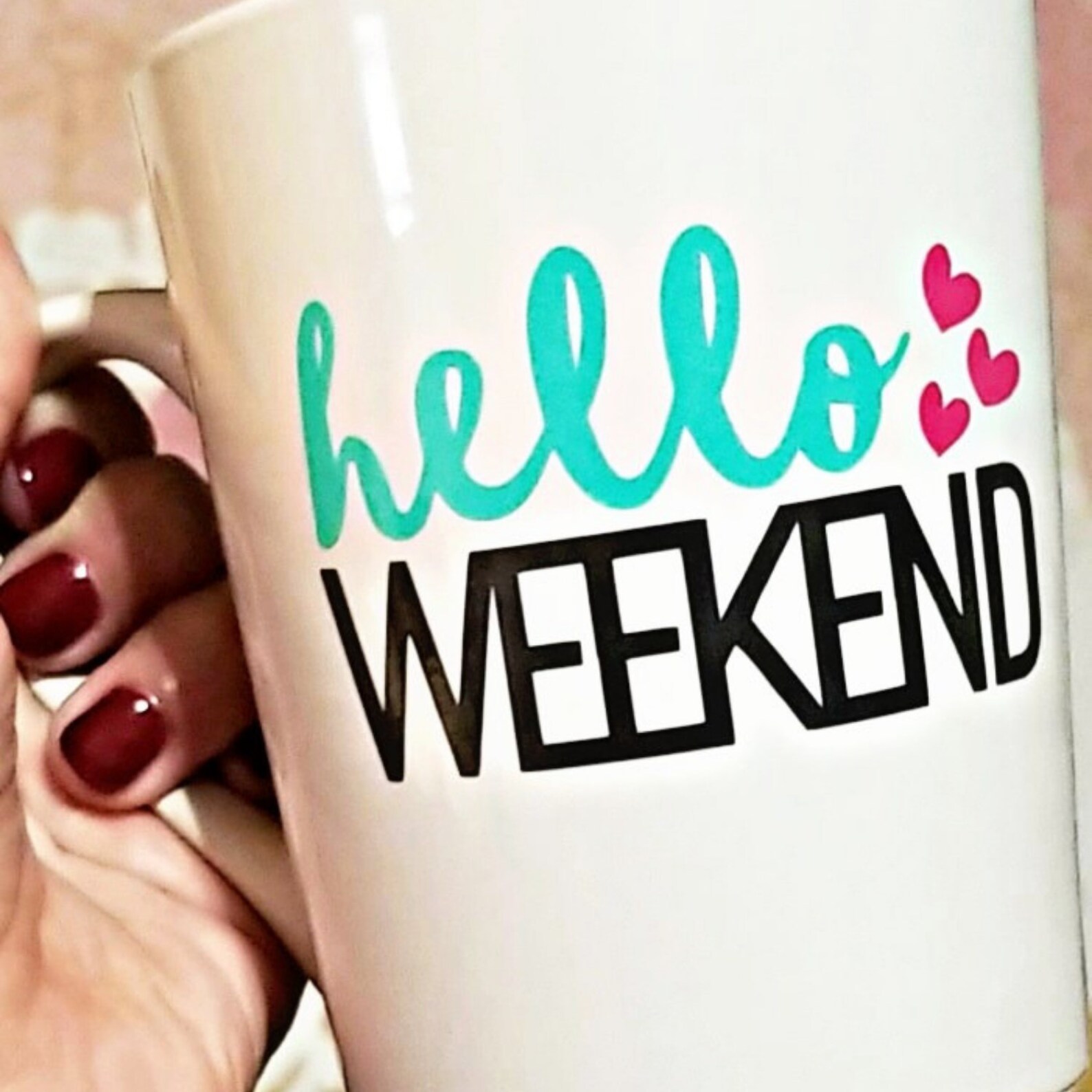 Hello Weekend Mug Vinyl Decal DIY Mug DIY Vinyl Decal - Etsy