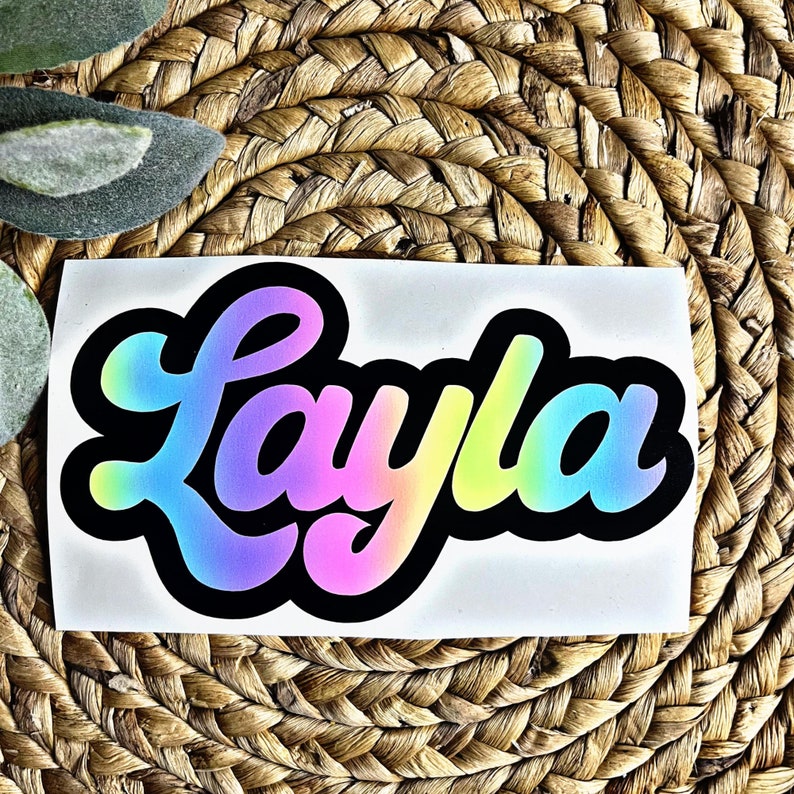 Custom Pastel Rainbow Name Decal | Name Sticker | Custom Name Decal ...