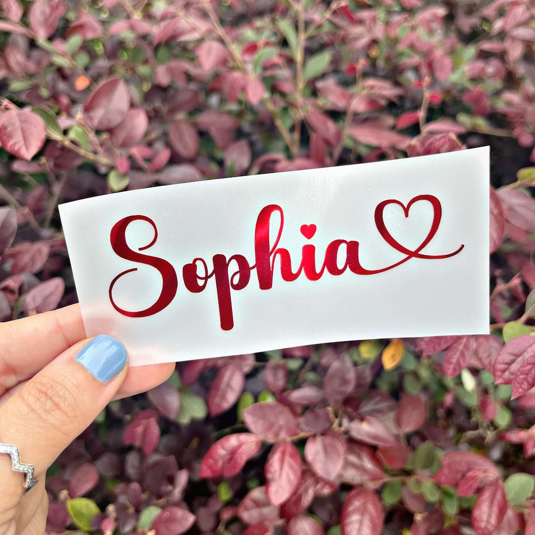 Chrome Custom Name Decal | Holographic Sticker | Personalized Heart ...