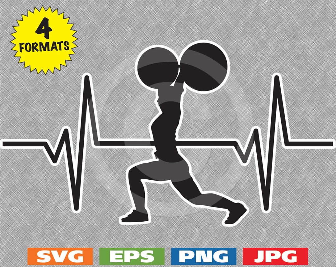 Heartbeat - Female Weightlifter Image - Svg Cutting File PLUS Eps ...