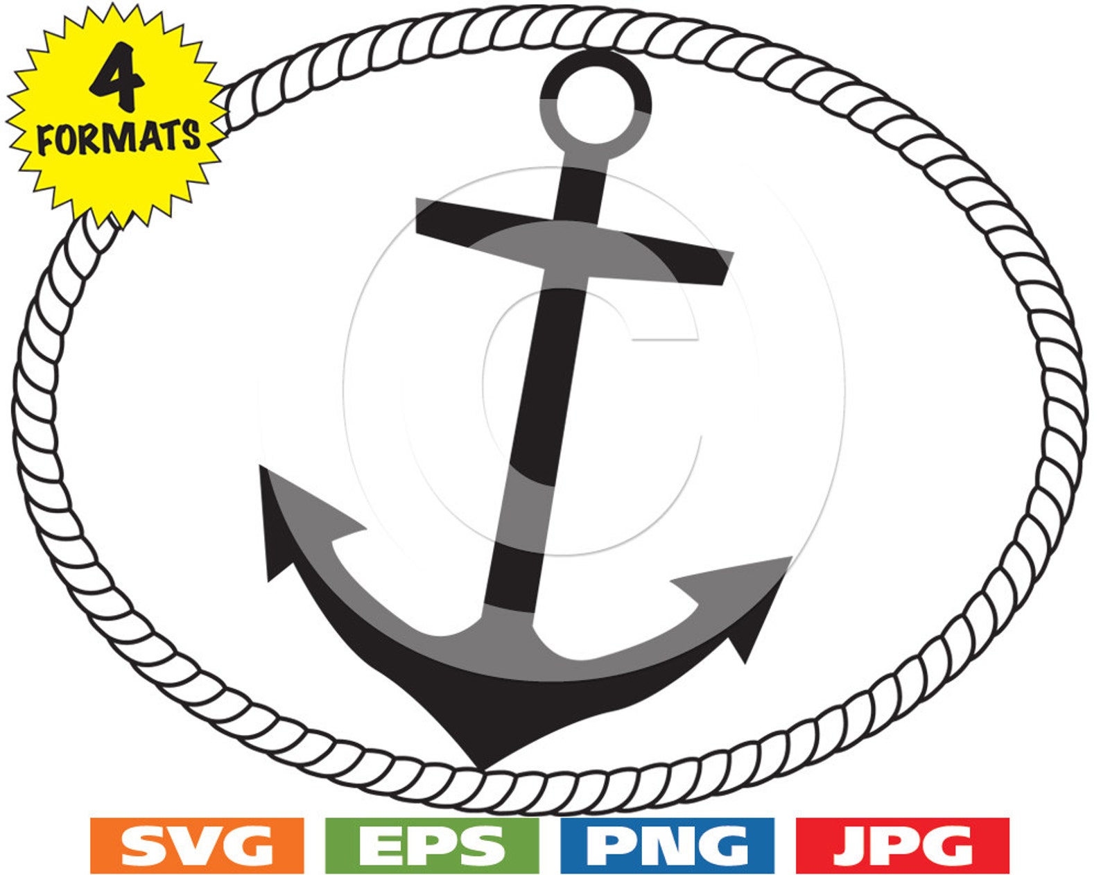 Oval Rope Border With Anchor Clip Art Image Svg Cutting File - Etsy